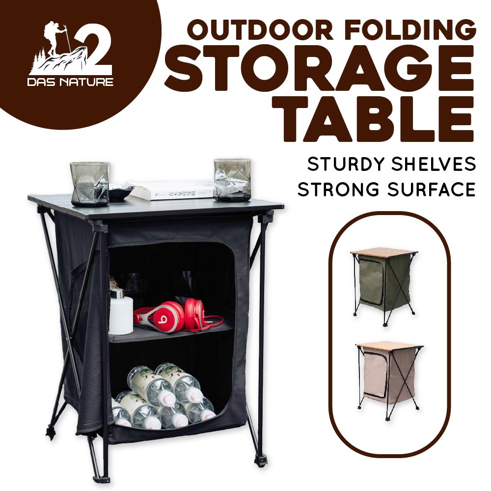 Camping Storage Shelf Outdoor Portable Folding table Storage Shelf ...