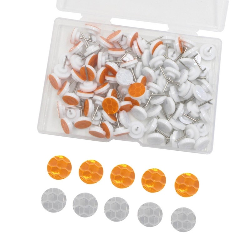 Stat 100 Pcs Reflective Thumb Tacks Reflective Tacks Trail Marking ...