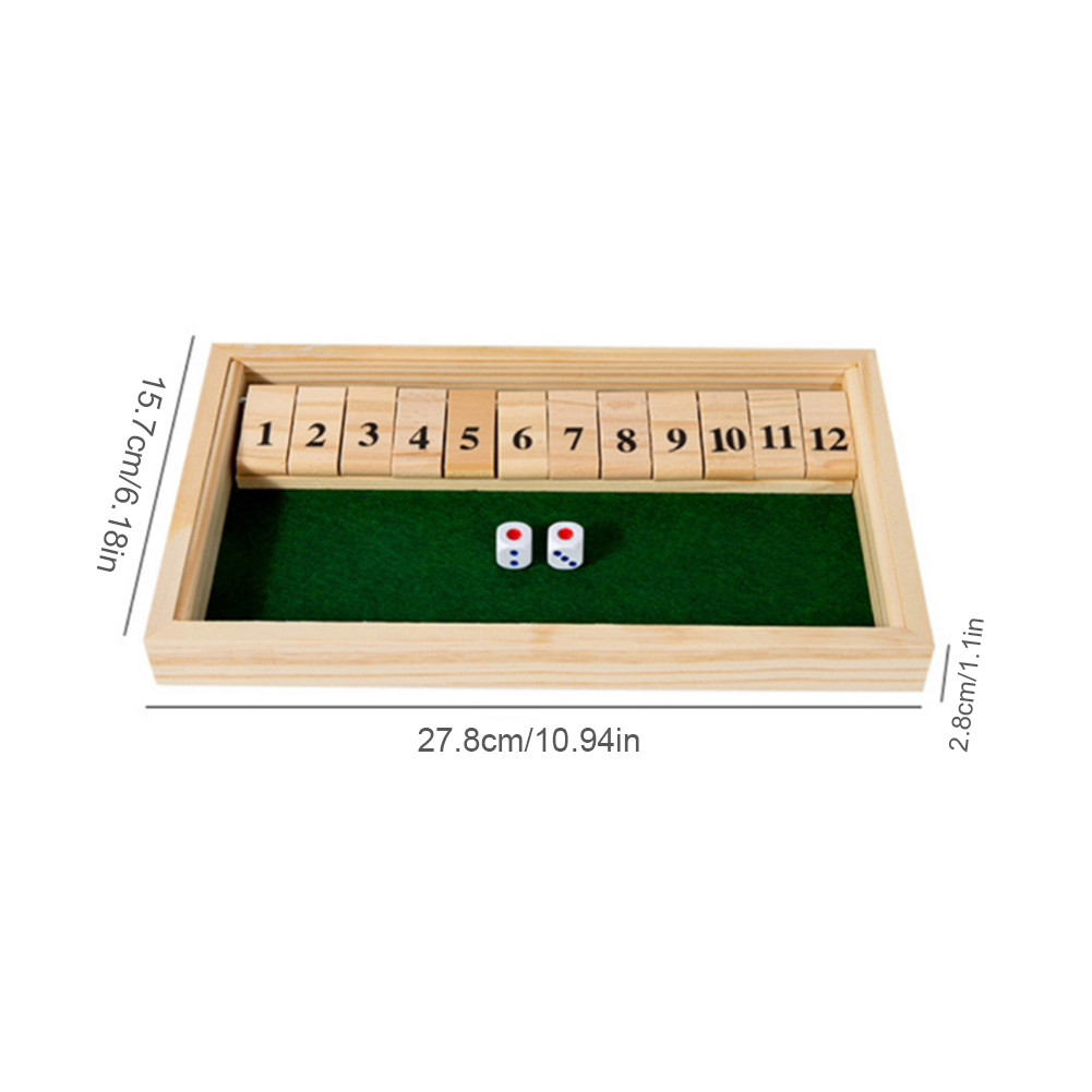 Wooden Shut The Box Game with 12 Numbers Dice Game 2 Players and Up ...