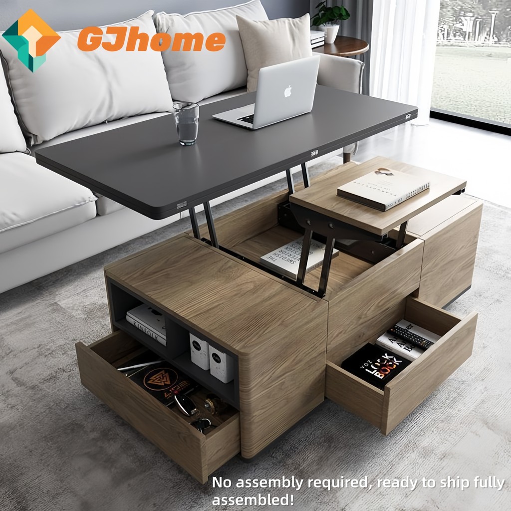 Creative lift coffee table in Nordic dining table style, movable ...