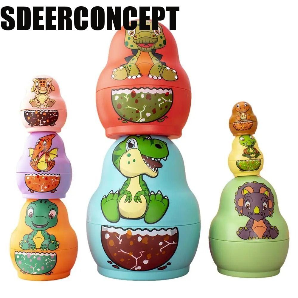SDEERCONCEPT Stacking Nesting Dolls, Animals Pattern 6 Layer Dinosaur ...