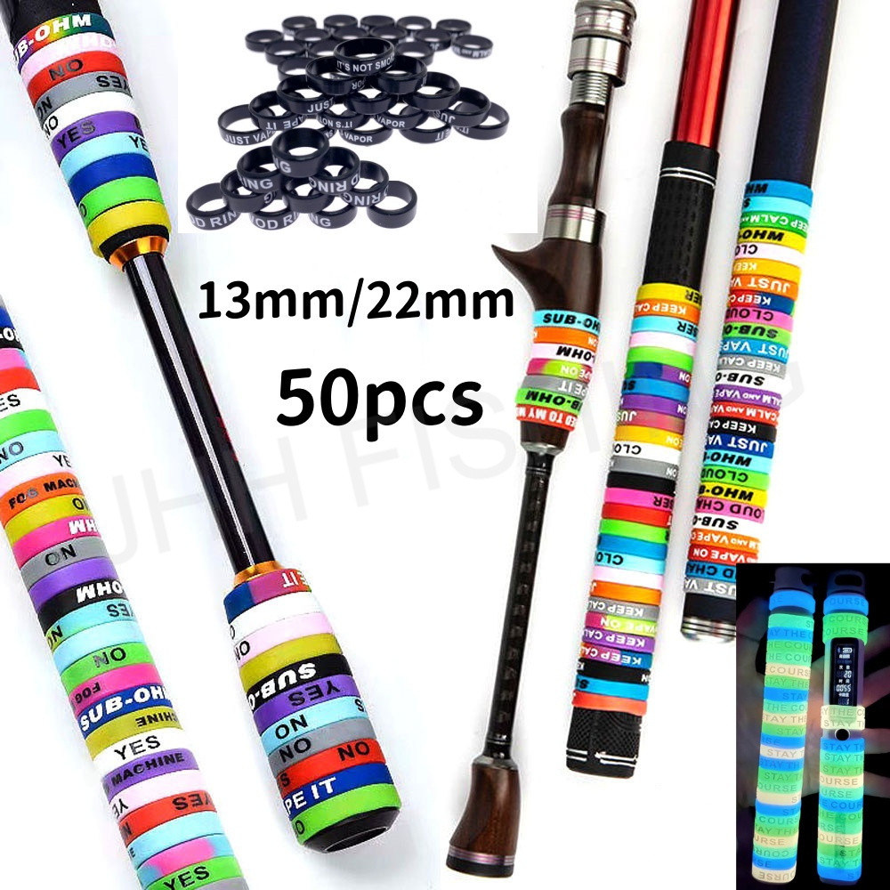 【50pcs】Fishing rod anti slip ring luminous silicone handle winding tape ...