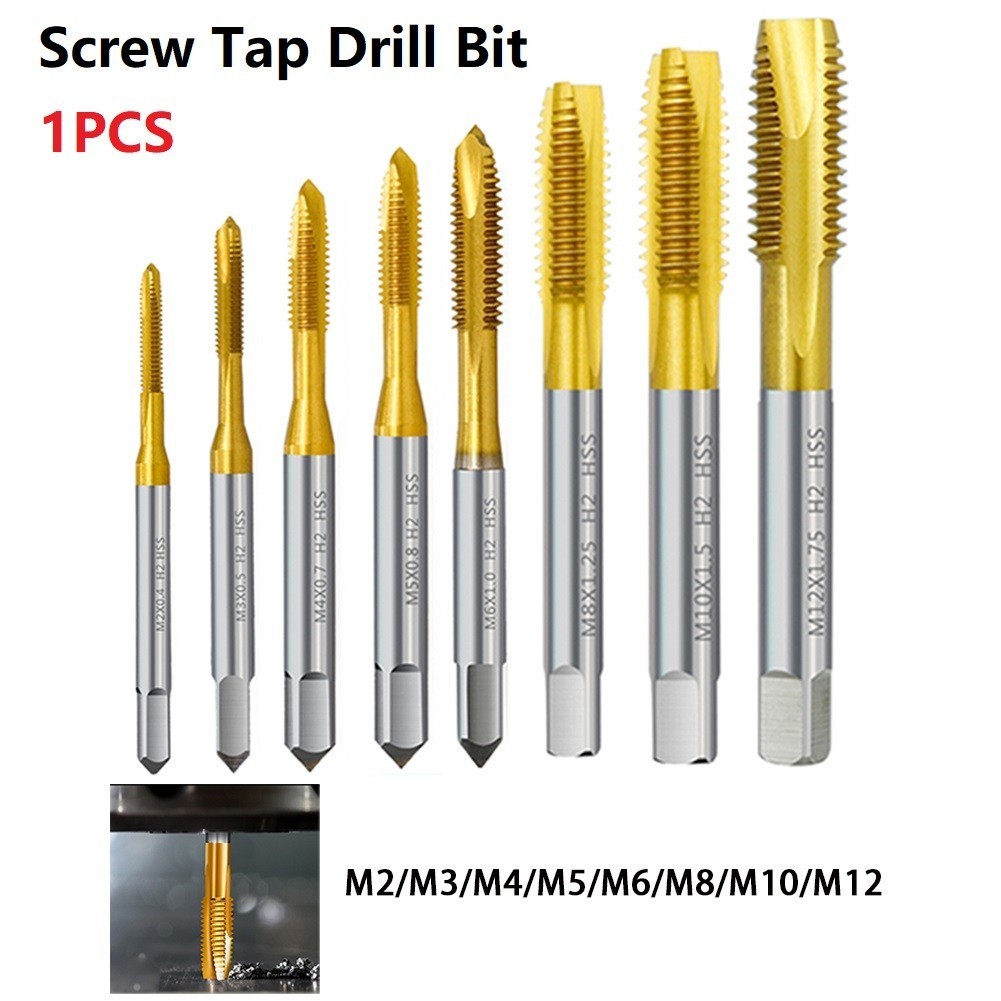 [YAFEXHM]HSS Titanium Coating Screw Tap Drill Bit M2- Metric Straight ...