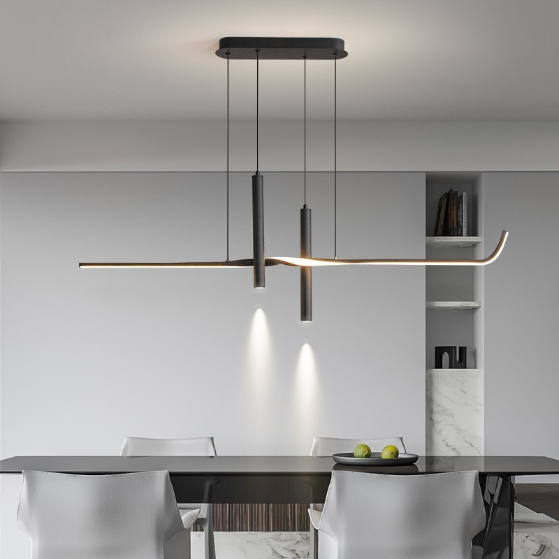 Nordic Long Strip With Spotlight Dining Chandelier Ceiling Light Modern ...