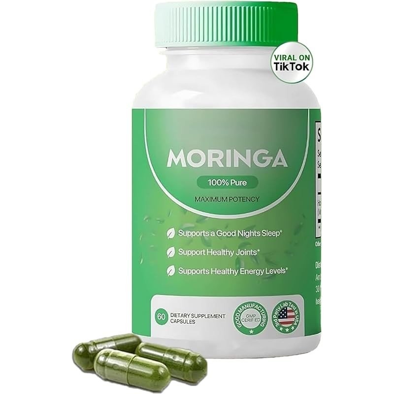 Moringa Capsules,Pure Moringa Powder Capsules - 800mg of Nutrient-Rich ...
