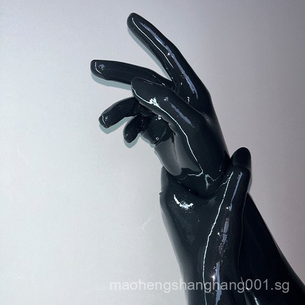 LaTeX Short Gloves Integrated Molding Black Gloves latex Tight Latex ...