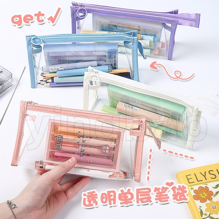 Ins Minimalist Transparent Pencil Case Korean Style 6 Colors Clear ...