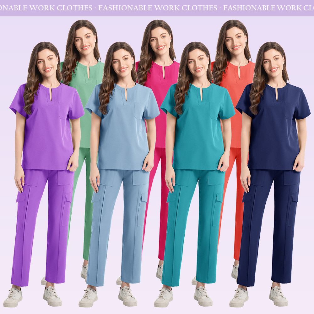 2025 Newest! V-neck Scrub Suit Medical Work Uniforms Men and Women Hand ...