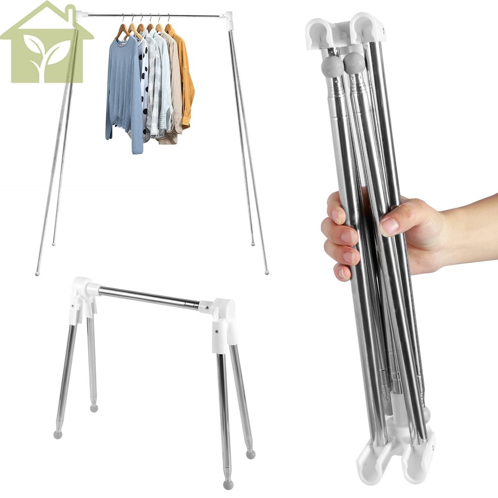 Travel Garment Rack Stainless Steel Foldable Clothing Rack Retractable ...