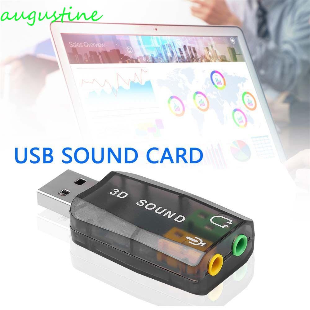 AUGUSTINE Sound Card Stereo Portable USB2.0 Converter Speaker Interface ...