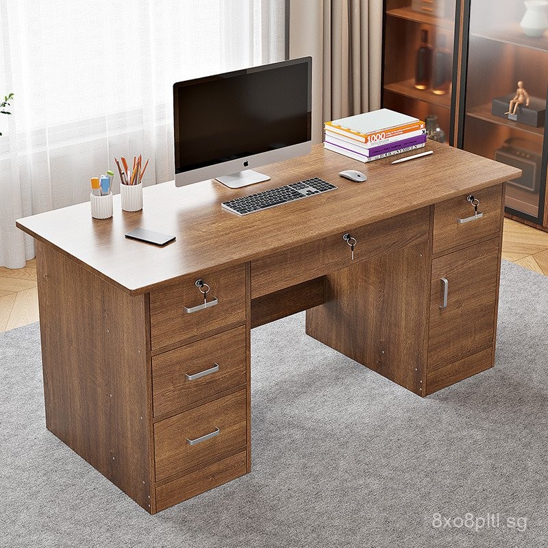 Desk with Lock Home Computer Desk Desktop Simple Table Workbench with ...
