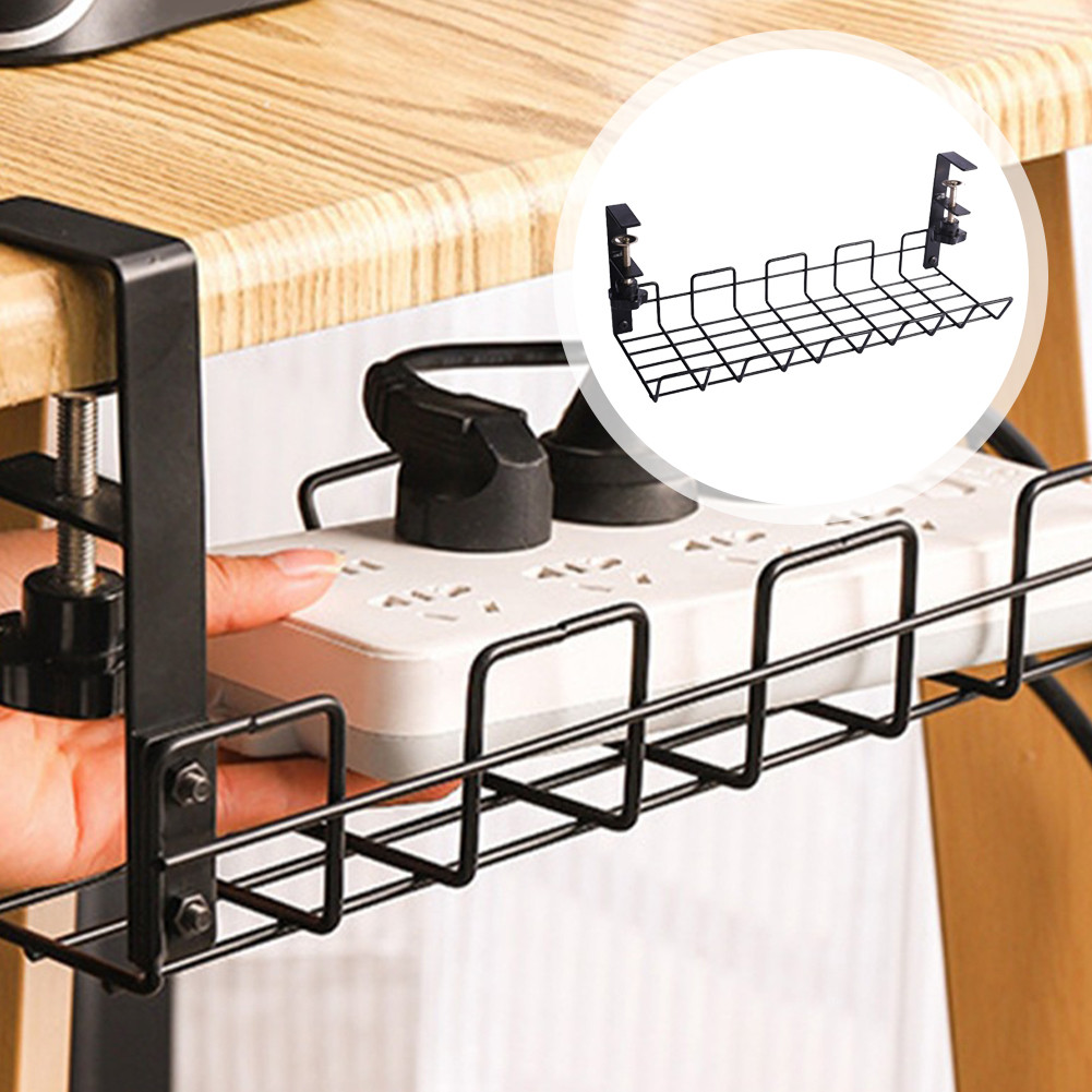 Wire Rack Under-Table Without Hole Organiser Desktop Wiring Rail Power ...