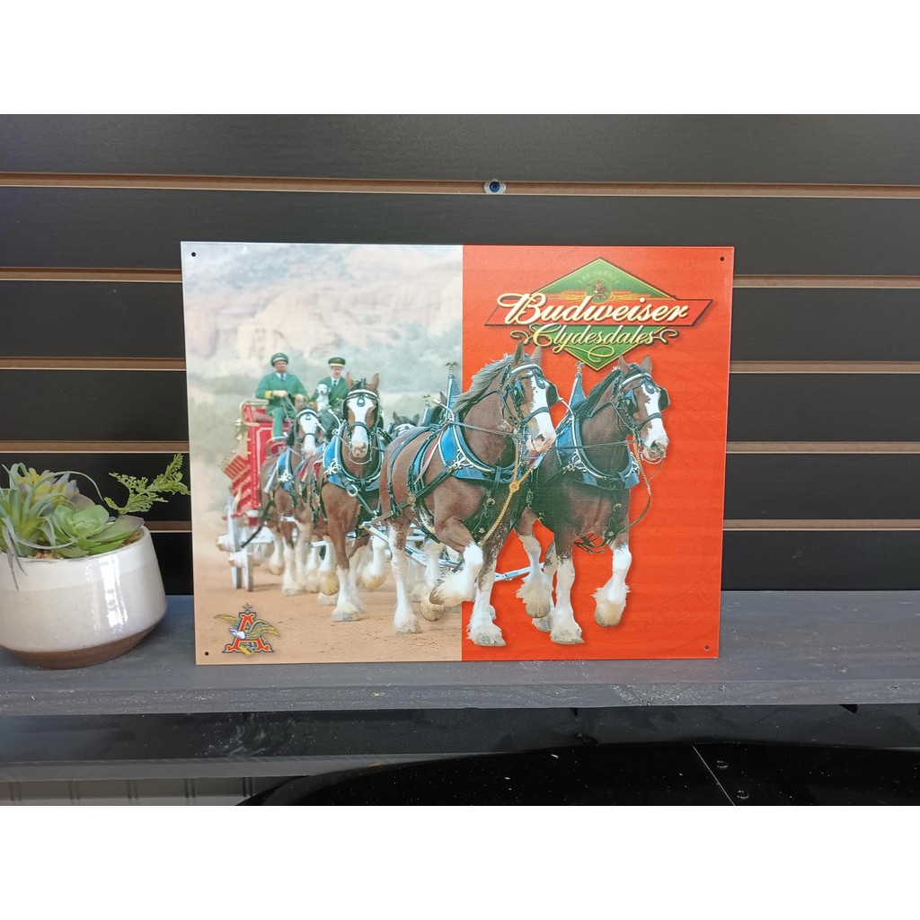 Budweiser Clydesdales Beer Sign Basement Bar Signage Anheuser Busch ...