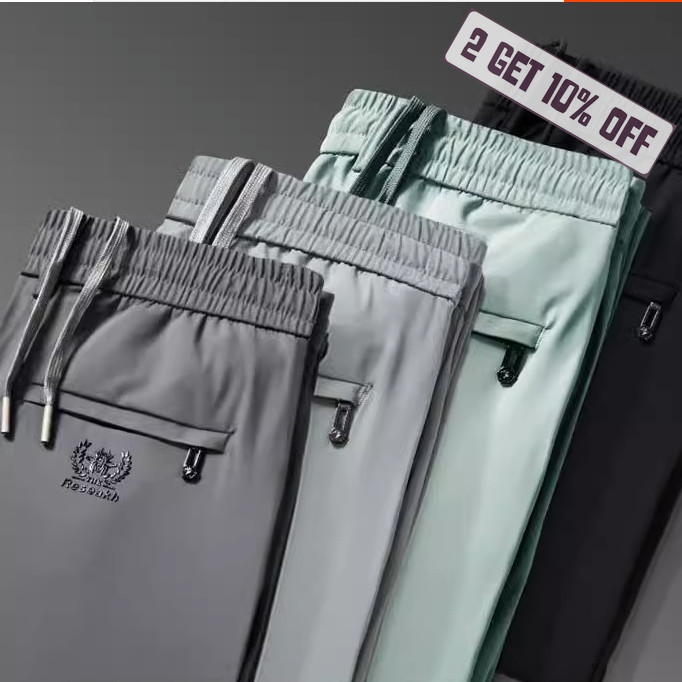 M-5XL READY STOCK Pants Men Summer Ice Silk Thin Spots Pant Jogger ...