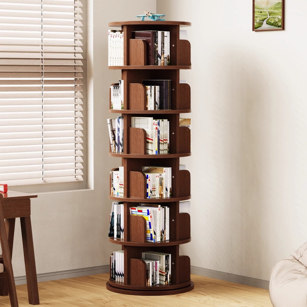 Solid Wood Bookshelf360Adjustable Rotating Bookshelf for Living Room ...