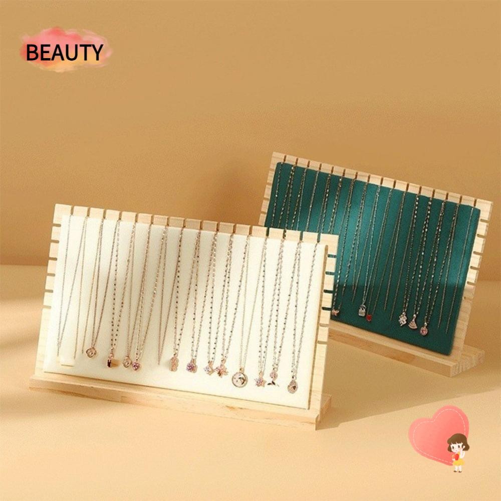 BEAUTY Necklace Organizer, Square Vertical Jewelry Display Stand, Wood ...