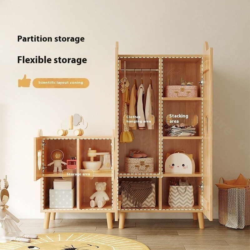 Home Bedroom Kids Cupboard Solid Wood Bedroom Baby Wardrobe 2 Door ...