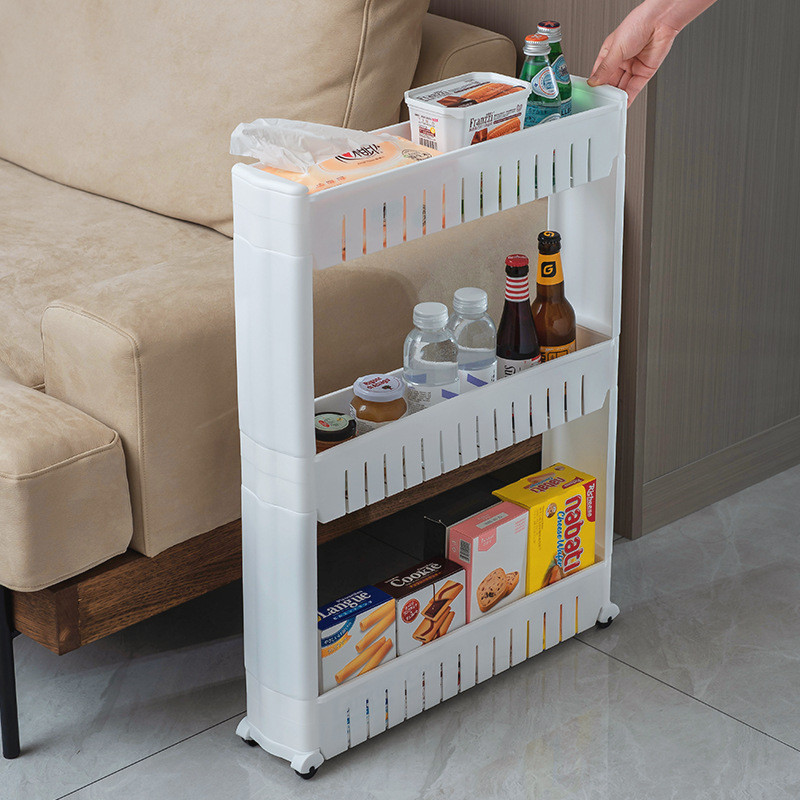 Movable Narrow Gap Trolley Rack Bathroom Kitchen Storage Shelf Multi ...