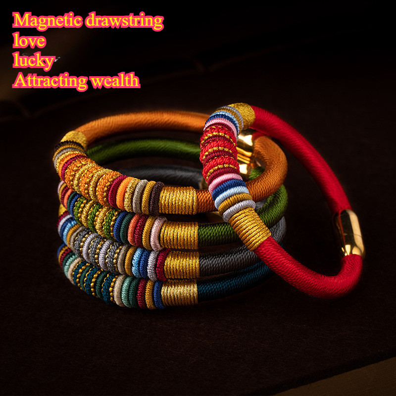 [Latest opening date] The new red rope simple men's magnetic buckle ...