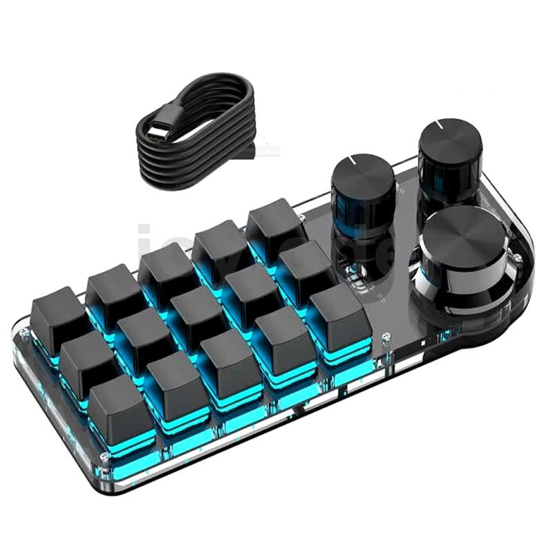 15-Keys Programming Custom Macro Mechanical Keyboard with Three Knobs ...
