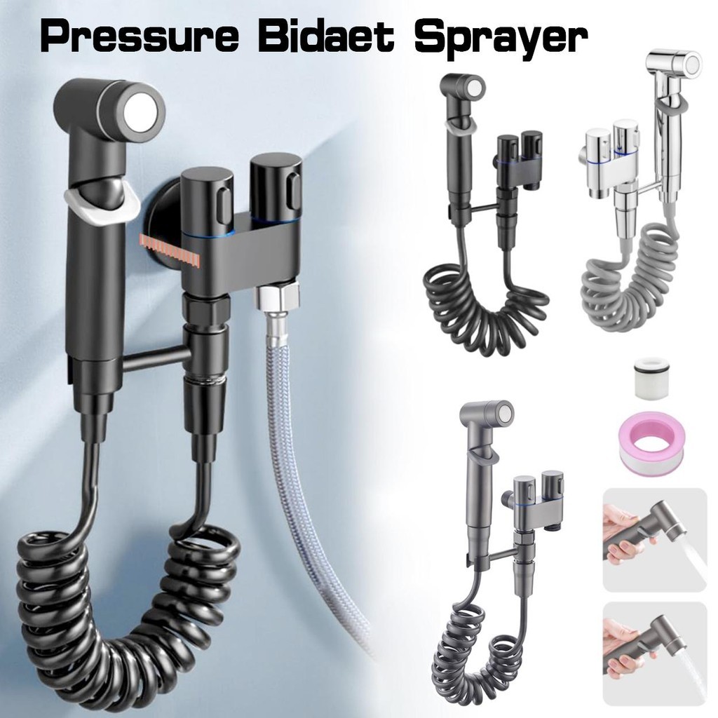 Toilet Bidet Spray Set with Dual Outlet Angle Valve High-Pressure ...