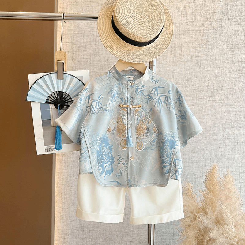 children Hanfu cheongsam Tang suit Boy Chinese new year CNY qipao ...