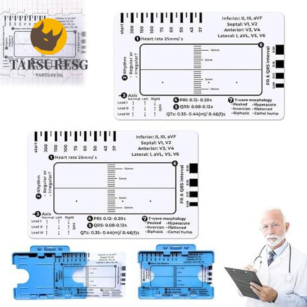 TARSURESG ECG 7 Step Ruler, Transparent Portable EKG Calipers, ECG/EKG ...