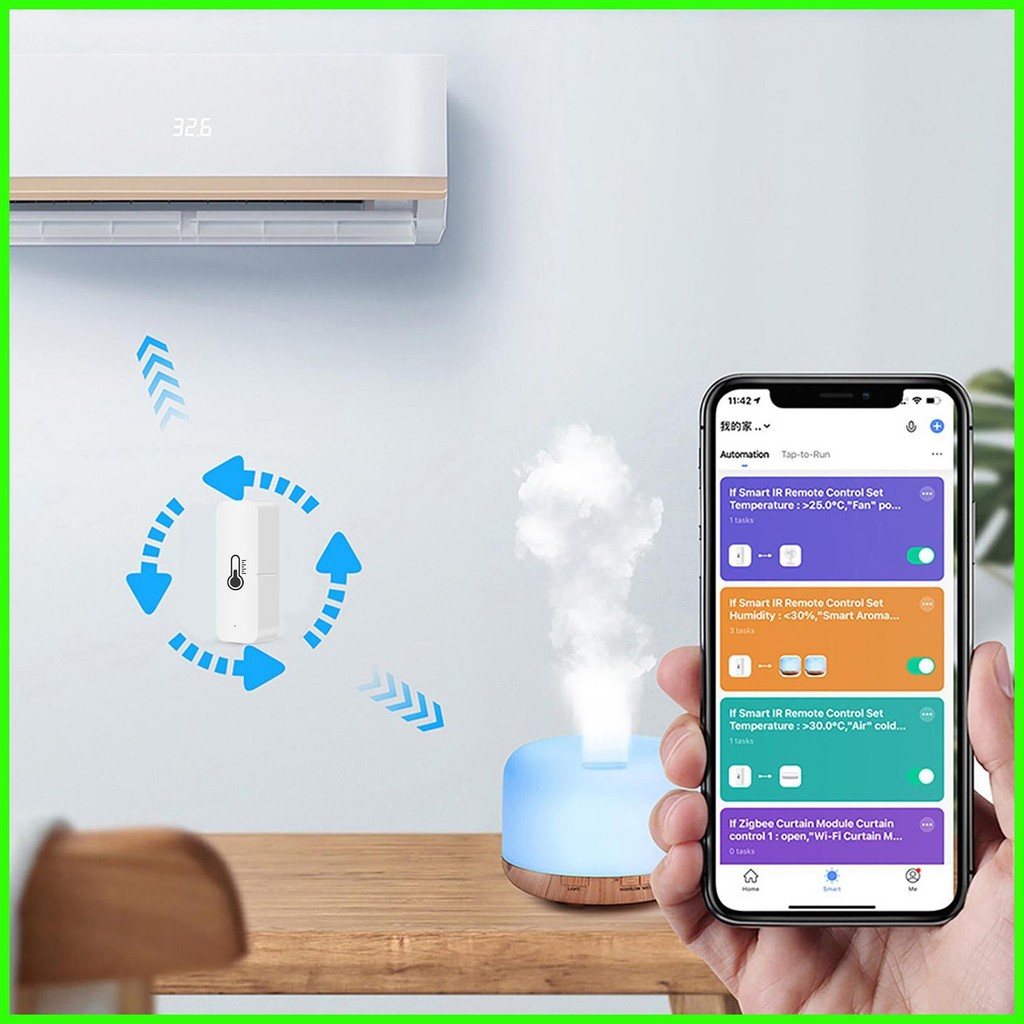 Temperature Humidity Sensor Smart Digital Temperature Monitor Battery ...