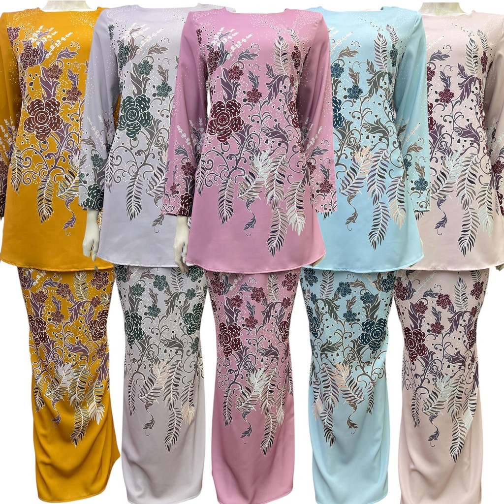 L00085 Rafflesia Kurung Moden Floral Fashion Kain Duyung ( Size: 38-50 ) | Shopee Singapore