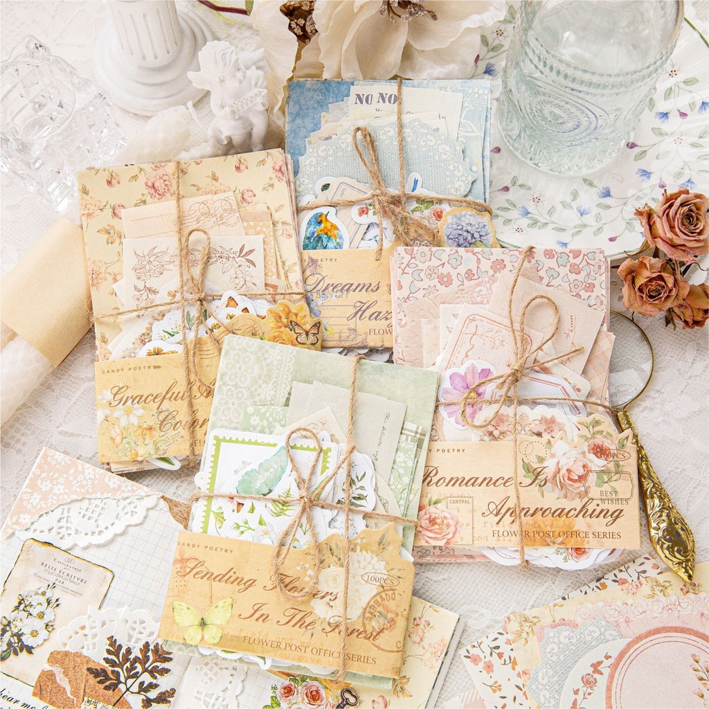 100 Pcs Scrapbook Paper Flora Theme Scrapbooking Paper For Vintage ...