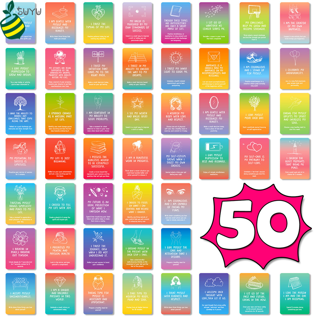 50Pcs Positive Affirmations Meditation Cards，Positive Affirmation Cards ...