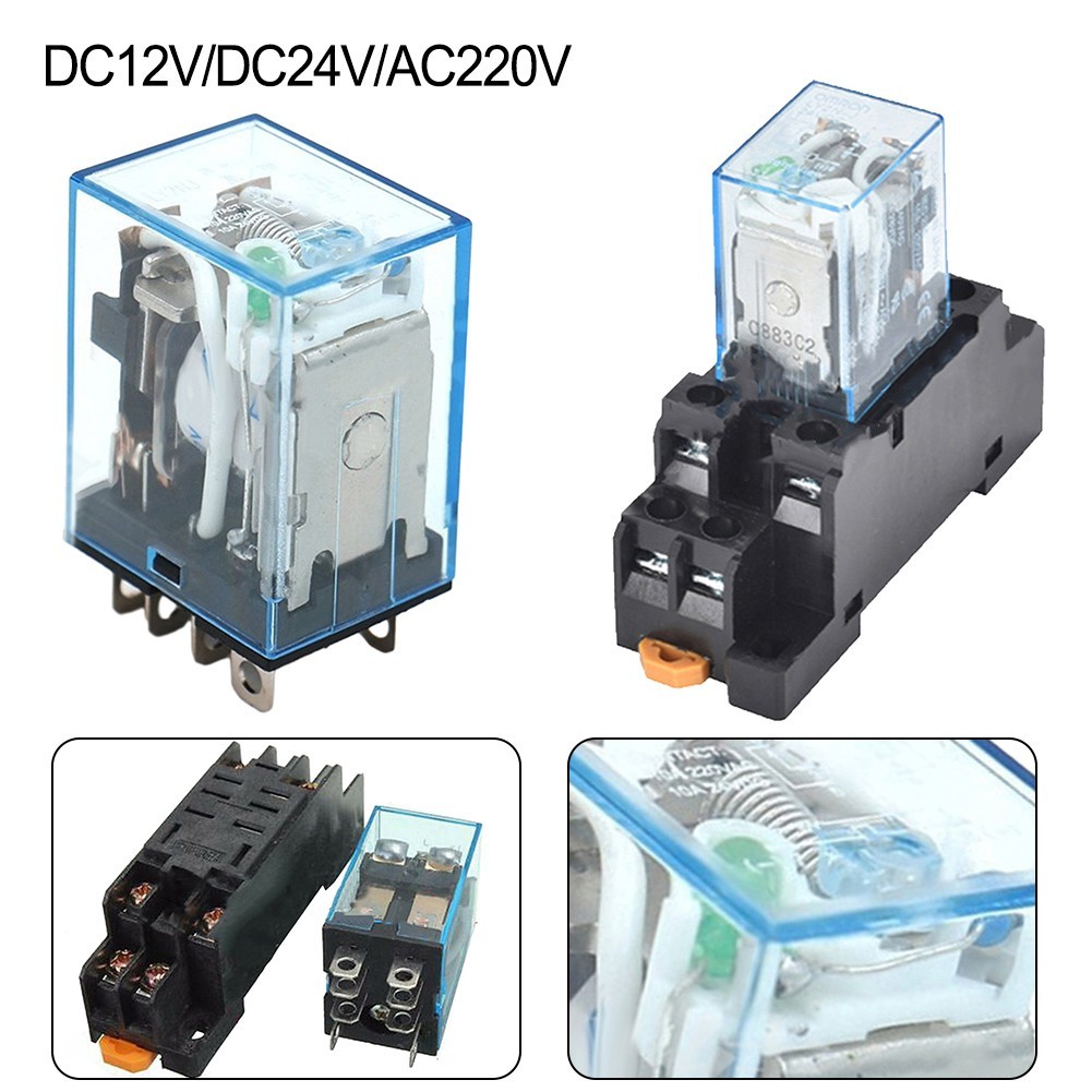 LY2NJ DIN Rail Small Electromagnetic Relay Coil Power Relay DC12V DC24V AC24V AC110V AC220V With ...