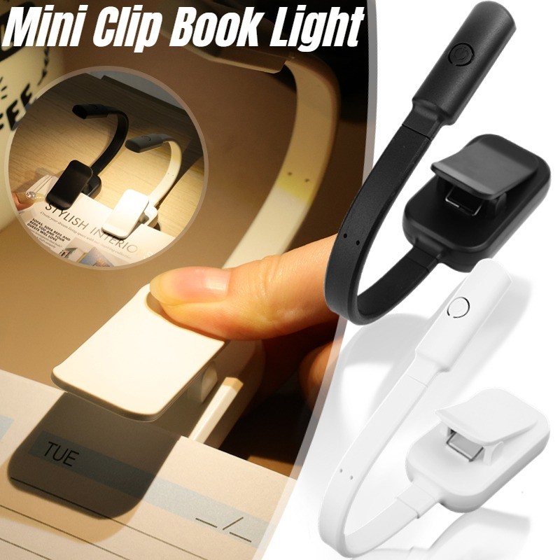 Portable Battery-powered Clip Book Light Adjustable Angle Mini LED Eye ...