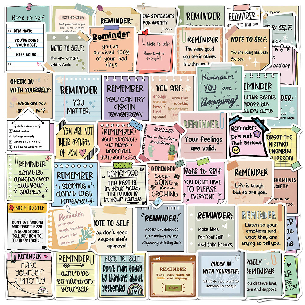 INSPIRATIONAL QUOTES REMINDER NOTES 50 pcs Waterproof Non Repeating ...