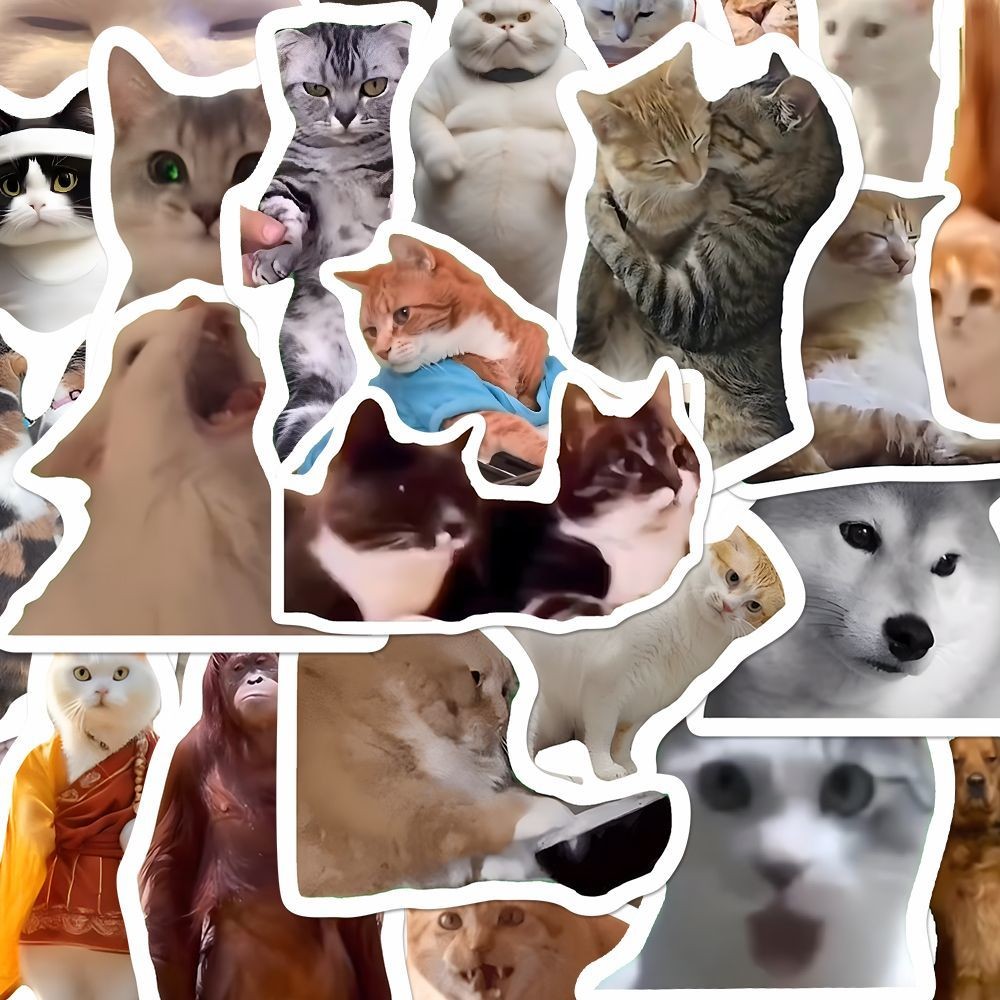 200 cat meme stickers cute Q version super cute cat deep fried meme ...