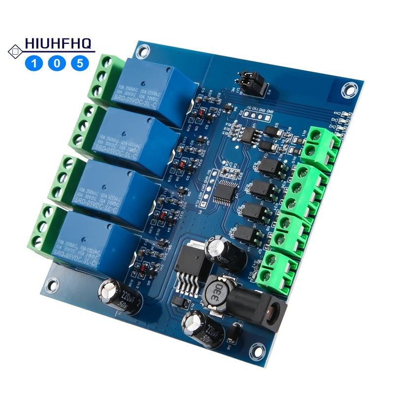 Modbus RTU 4 Way Relay Module 7-24V Relay Module Switch RS485/TTL Input and Output with Anti ...