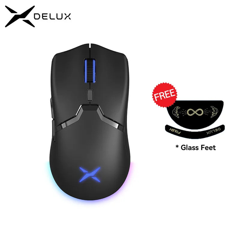 Delux M800 PAW3395 Wireless Gaming Mouse RGB light 26000DPI Wired Programmable Ergonomic ...
