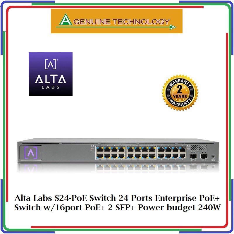 Alta Labs S24-PoE Switch 24 Ports Enterprise PoE+ Switch w/16port PoE+ ...