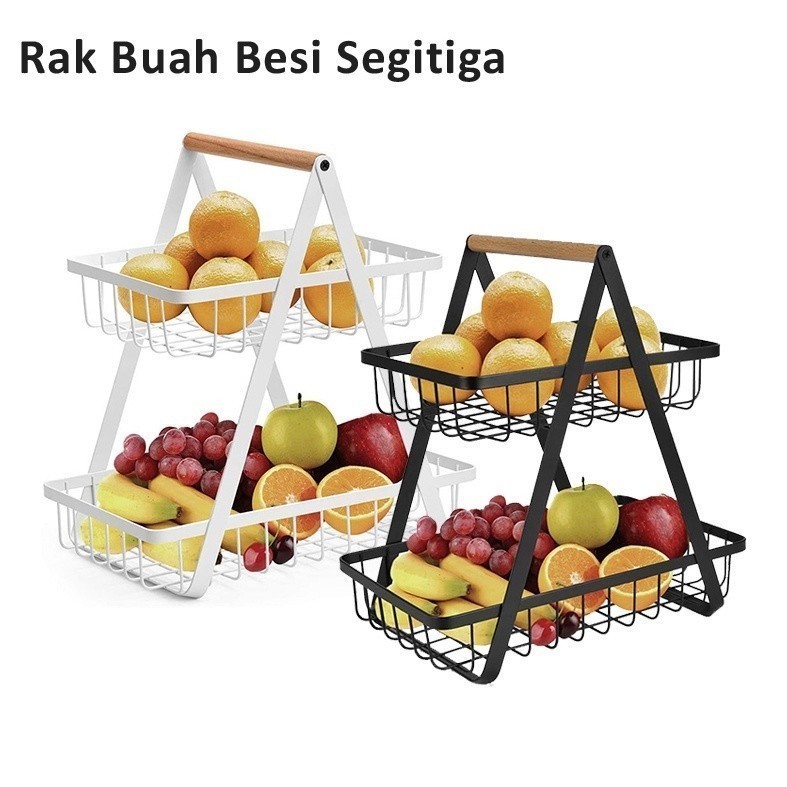 2 Tier Vegetable Fruit Rack Luxury Iron Shelf Vegetable Onion Basket ...