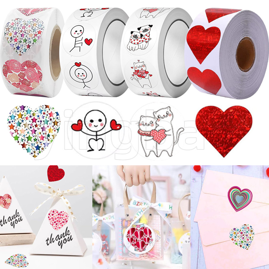 500pcs heart circular stickers, love stickers, Valentine's Day, wedding ...