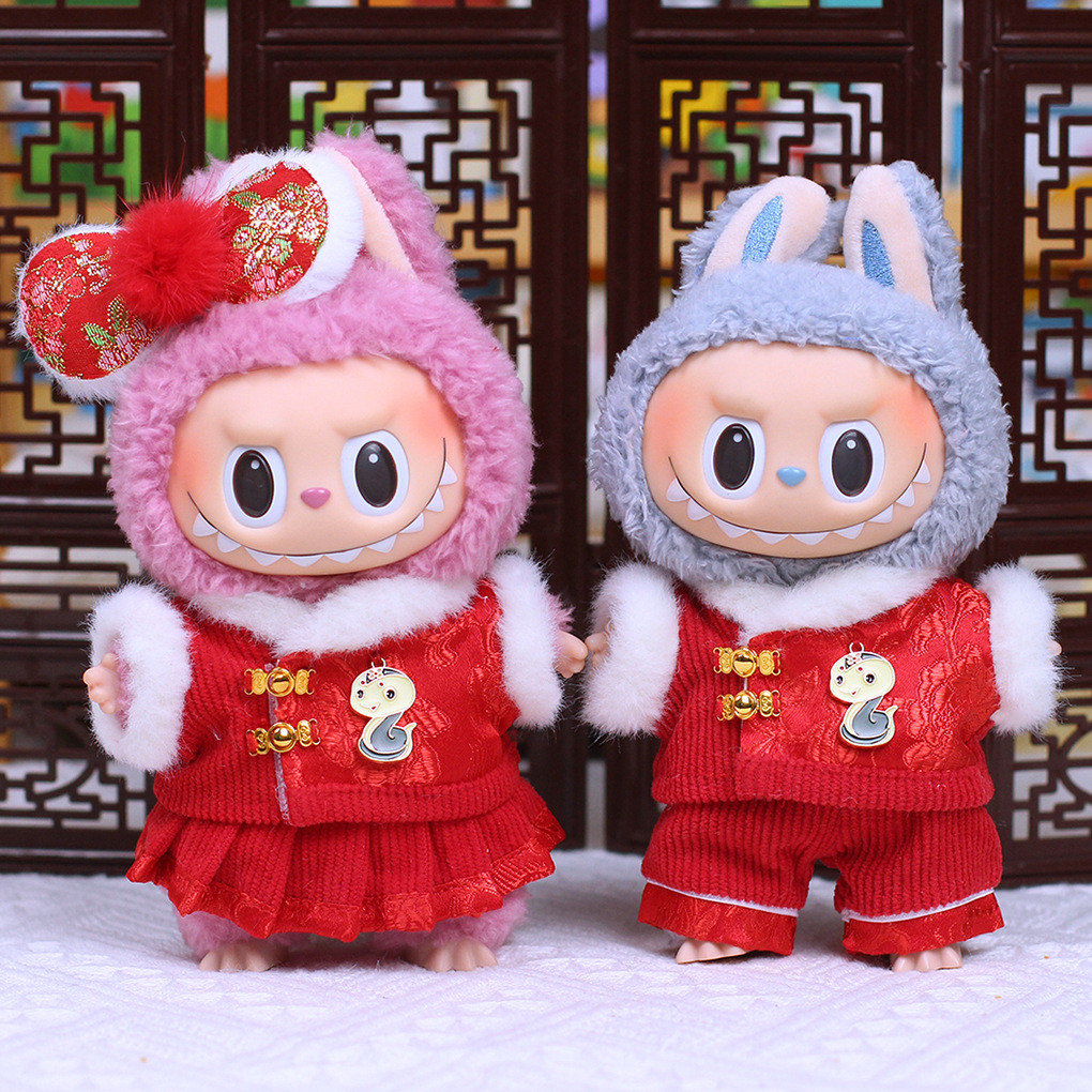 17cm Labubu Clothes Pendant Labubu Doll New Year Spring Festival Year ...