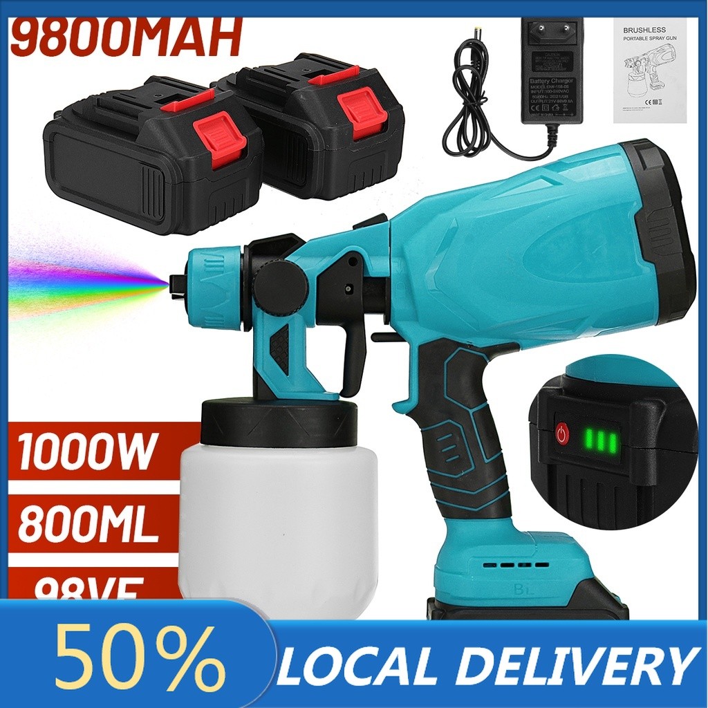 1000W 98VF Cordless Electric Spray Gun High Power Home Paint Sprayer ...