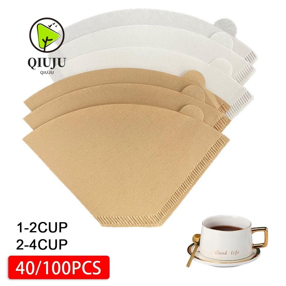 QIUJU 40/100Pcs Coffee Filter Paper, Wood Pulp Pull-out Drip Hand ...