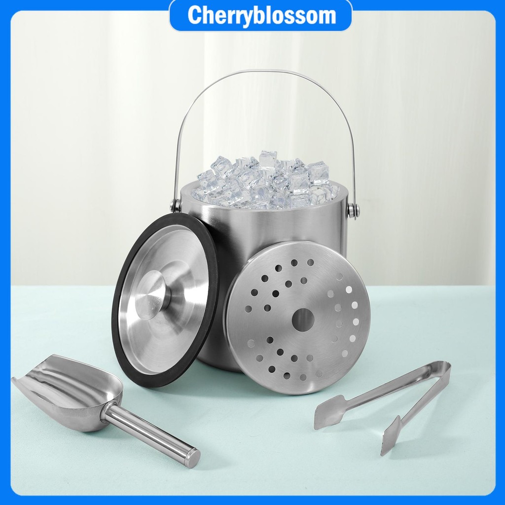 Ice Bucket with Handle Double Wall Insulated Ice Bucket 2L Ice Bucket ...