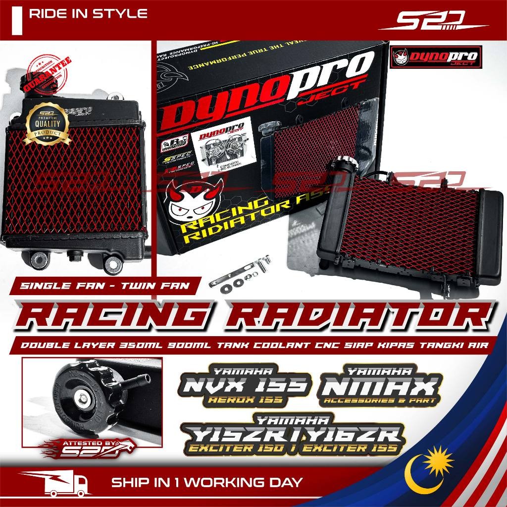 Racing Radiator Dynopro Y16 Y16ZR NVX NMAX Double Layer 900ML 350ML ...