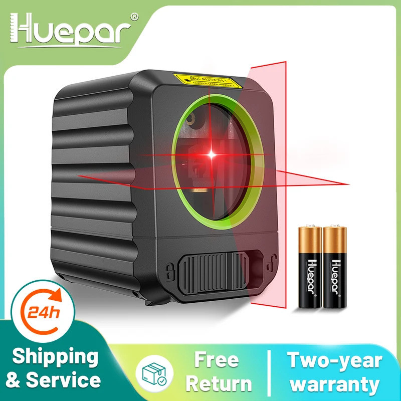 Huepar Red Beam Cross Line Laser Level 2 Lines Self-leveling Horizontal ...