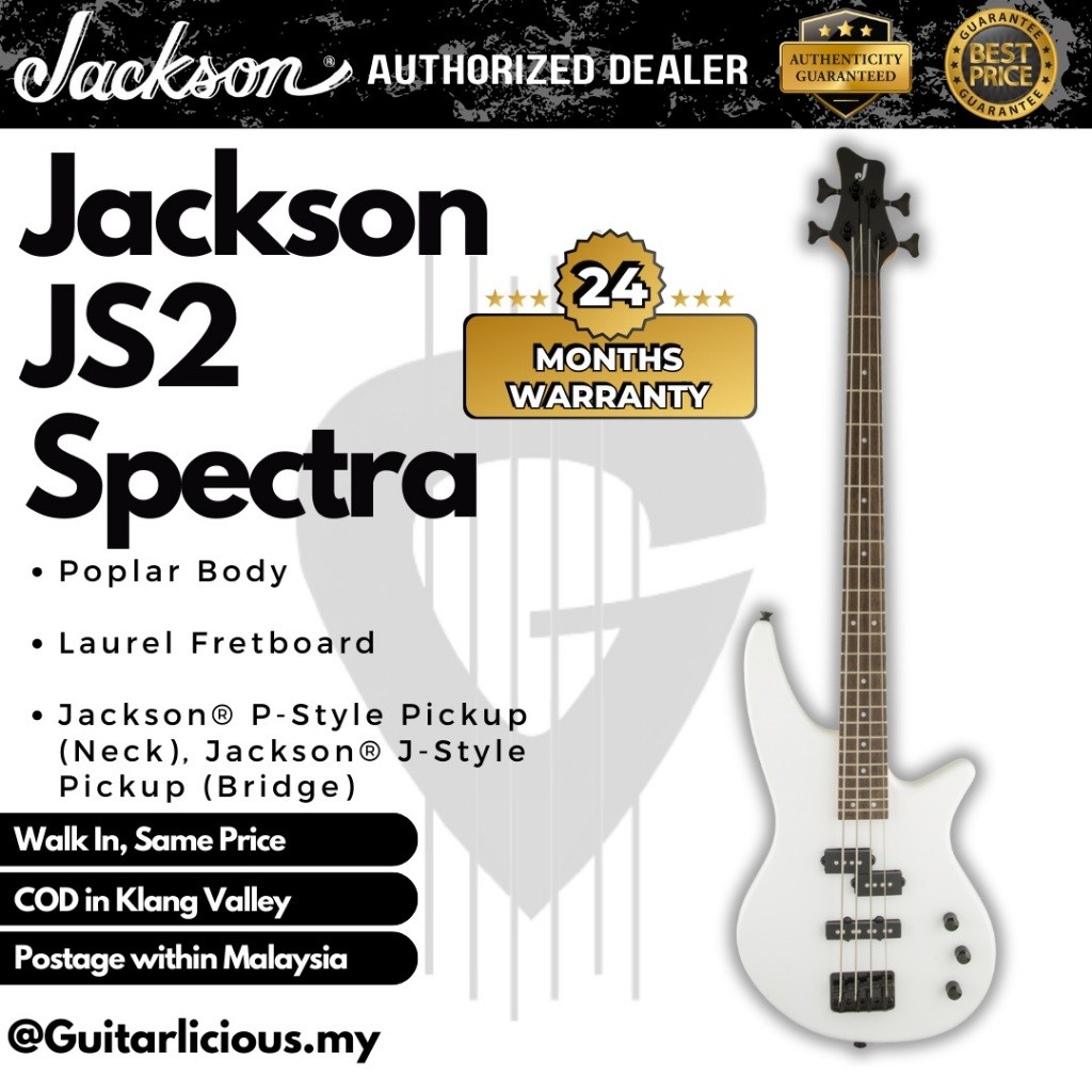 Jackson JS Series Spectra JS2 Bass Guitar, Laurel FB, Snow White ( JS 2 ...