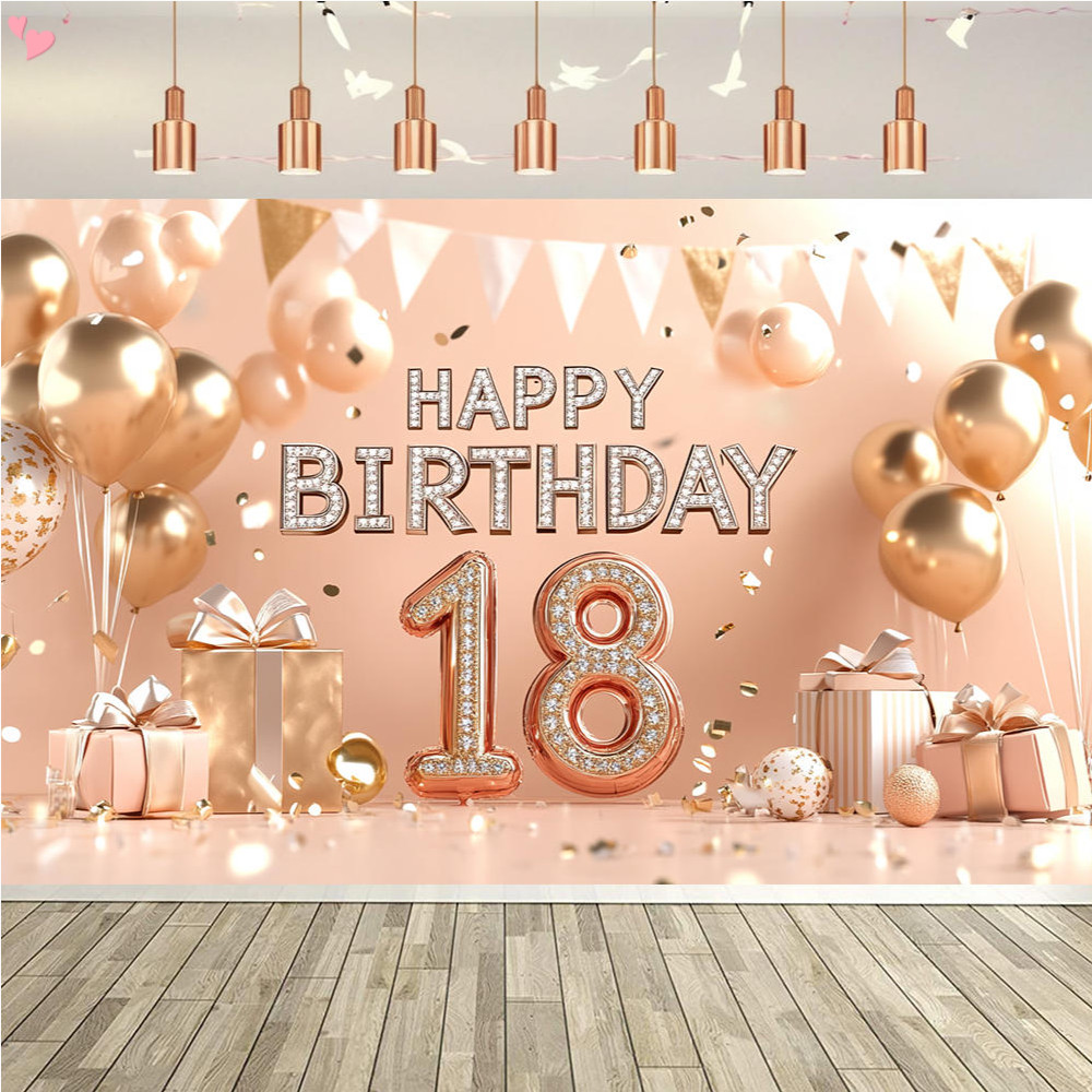 Happy 18th Birthday Banner Cheers to 18 Years Old Backdrop Confetti ...