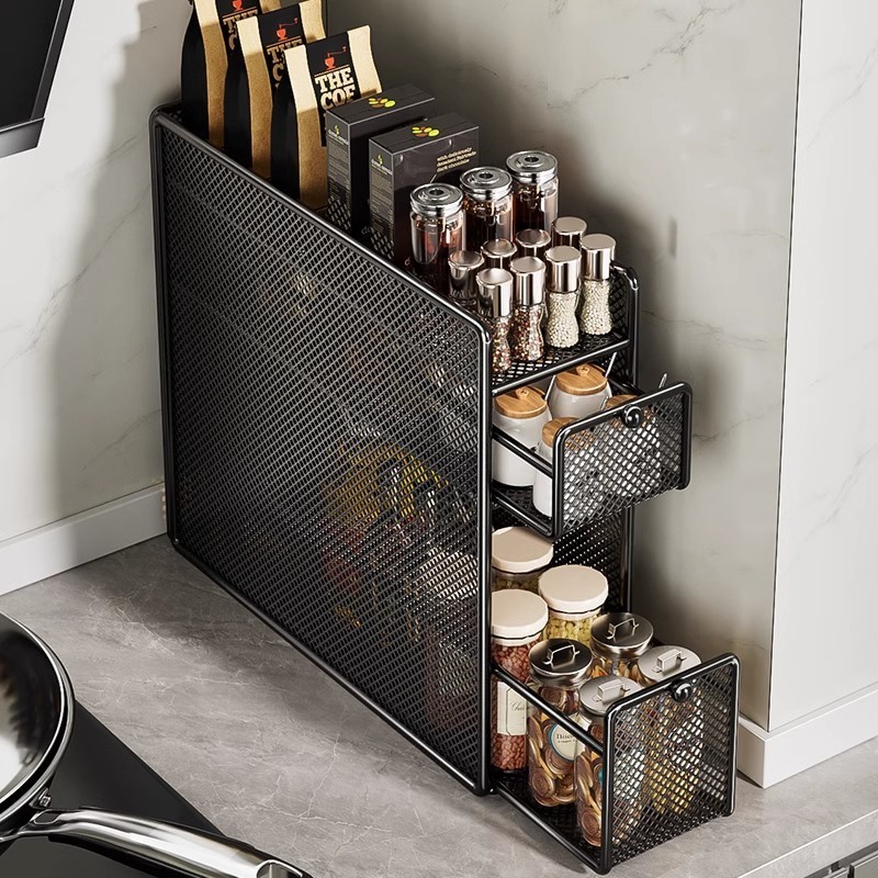 Kitchen Rack Multi-Functional Side Pull-out Chest of Drawer Narrow Edge ...