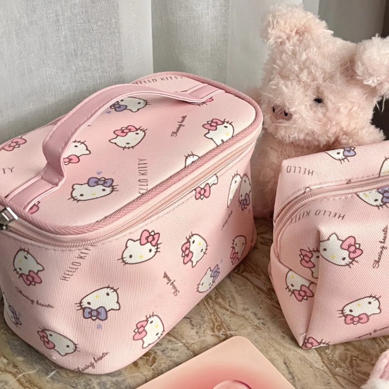 HELLO KITTY Cosmetic Bag Cute Printed Large Capacity Portable Cosmetic ...